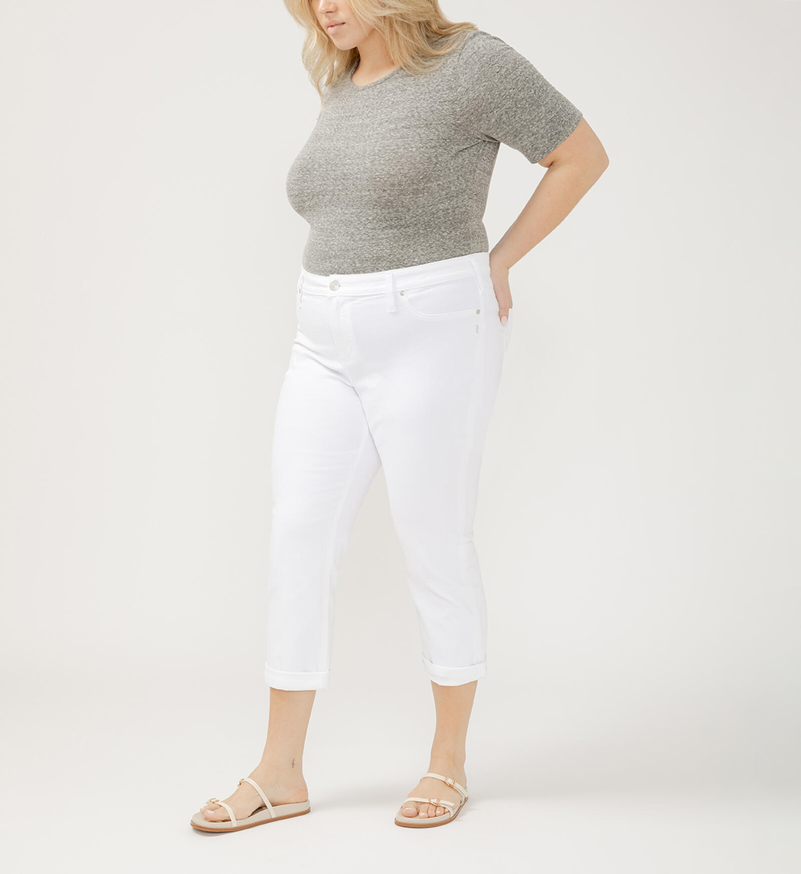 Buy Elyse Mid Rise Luxe Stretch Capri Plus Size for CAD 88.00 | Silver ...