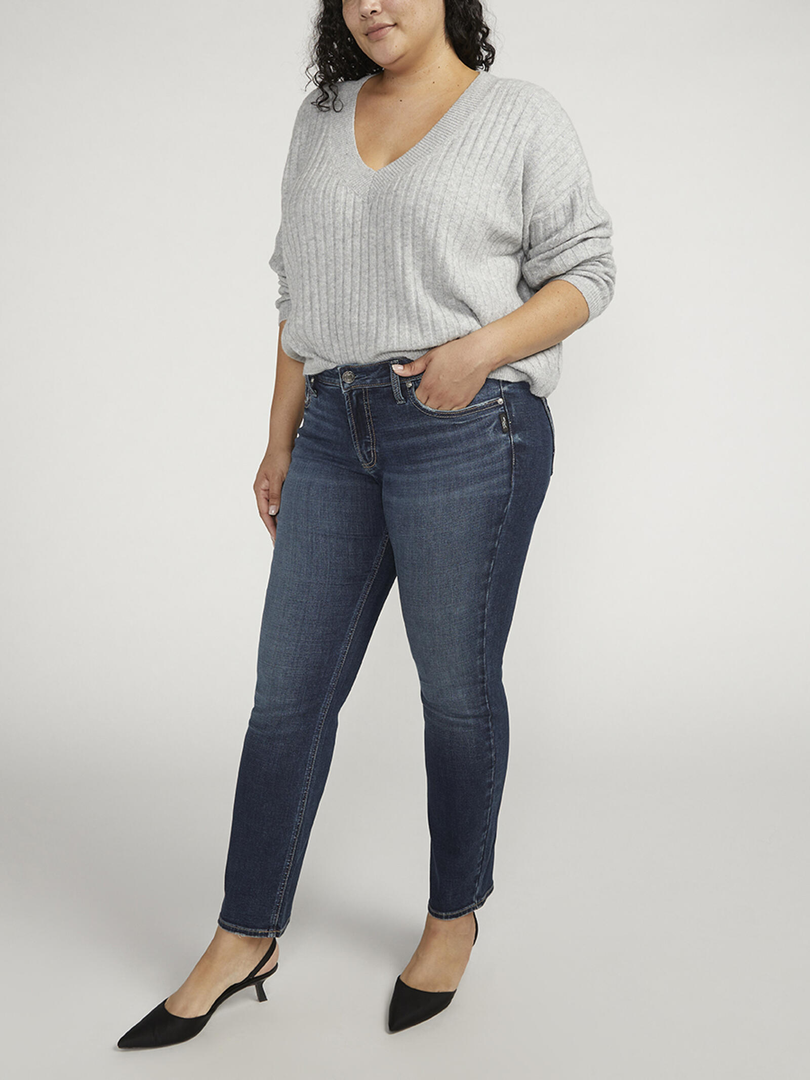 Buy Britt Low Rise Straight Leg Jeans Plus Size for CAD 54.00 | Silver ...