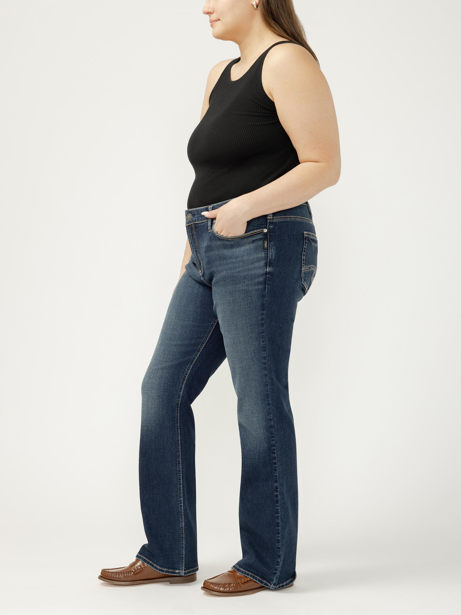 Buy Elyse Mid Rise Slim Bootcut Luxe Stretch Jeans Plus Size for CAD 43 ...