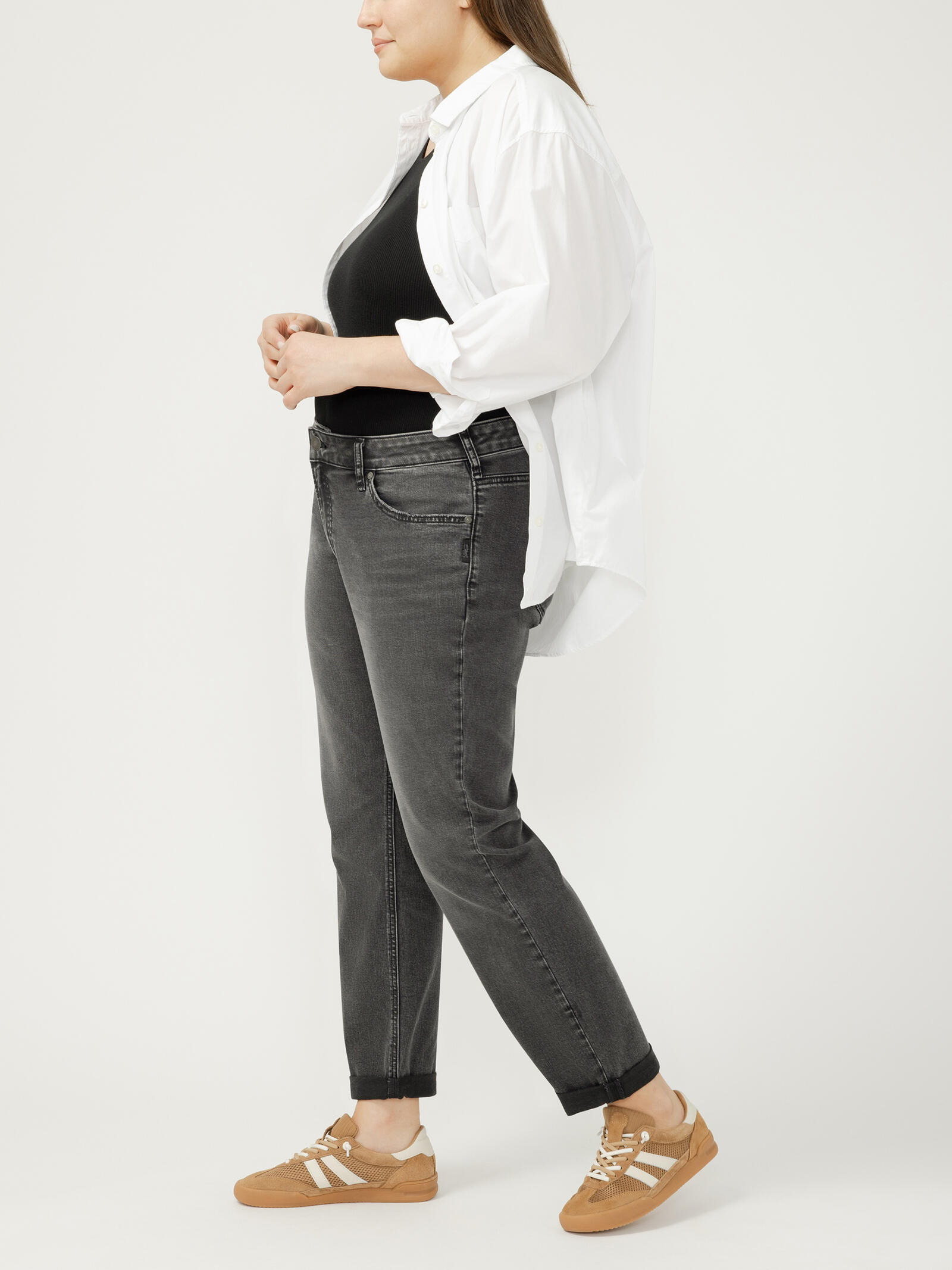 Buy Boyfriend Mid Rise Slim Leg Luxe Stretch Jeans Plus Size for CAD 98 ...
