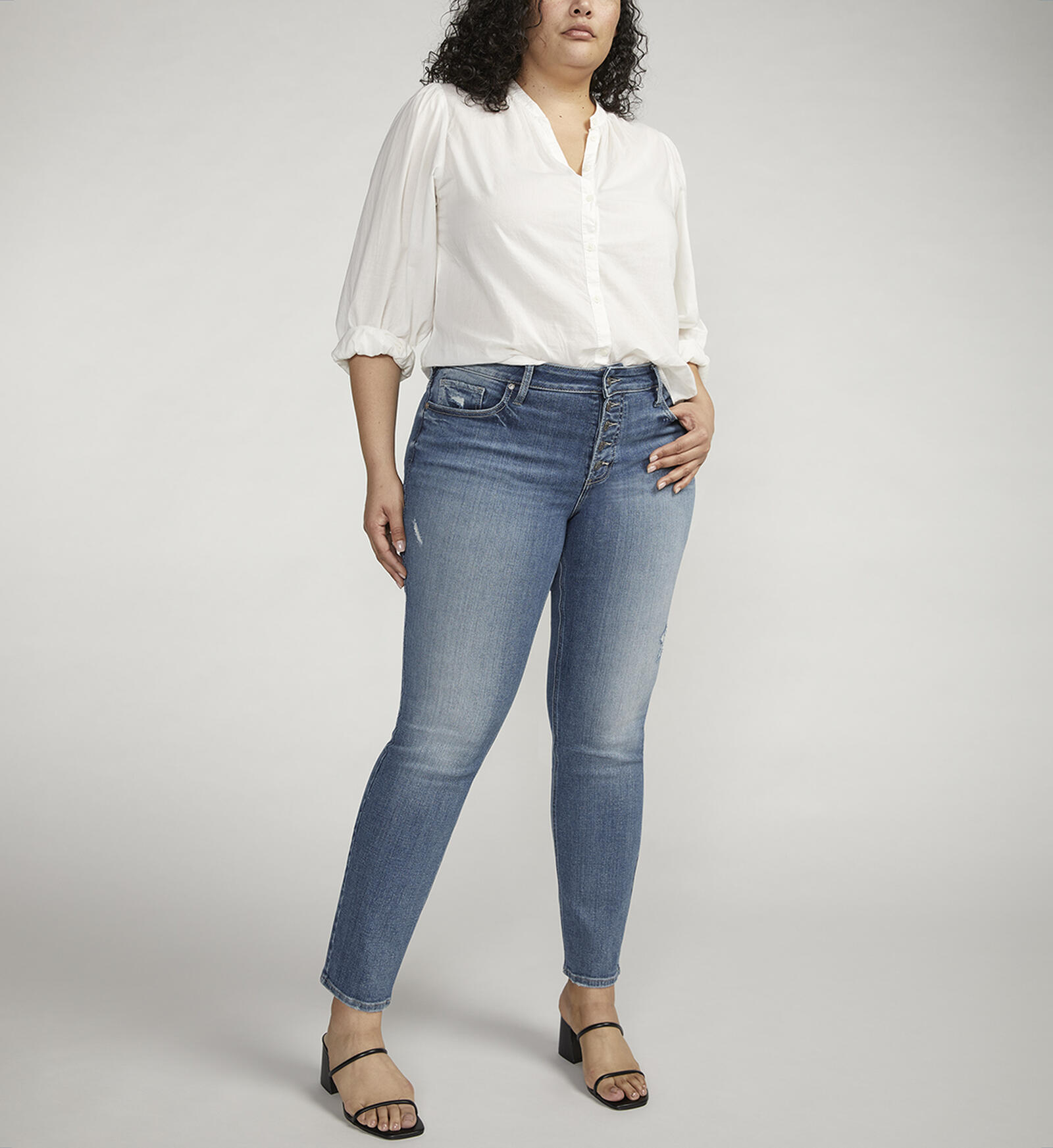 Buy Suki Mid Rise Straight Leg Jeans Plus Size for CAD 49.00 | Silver ...