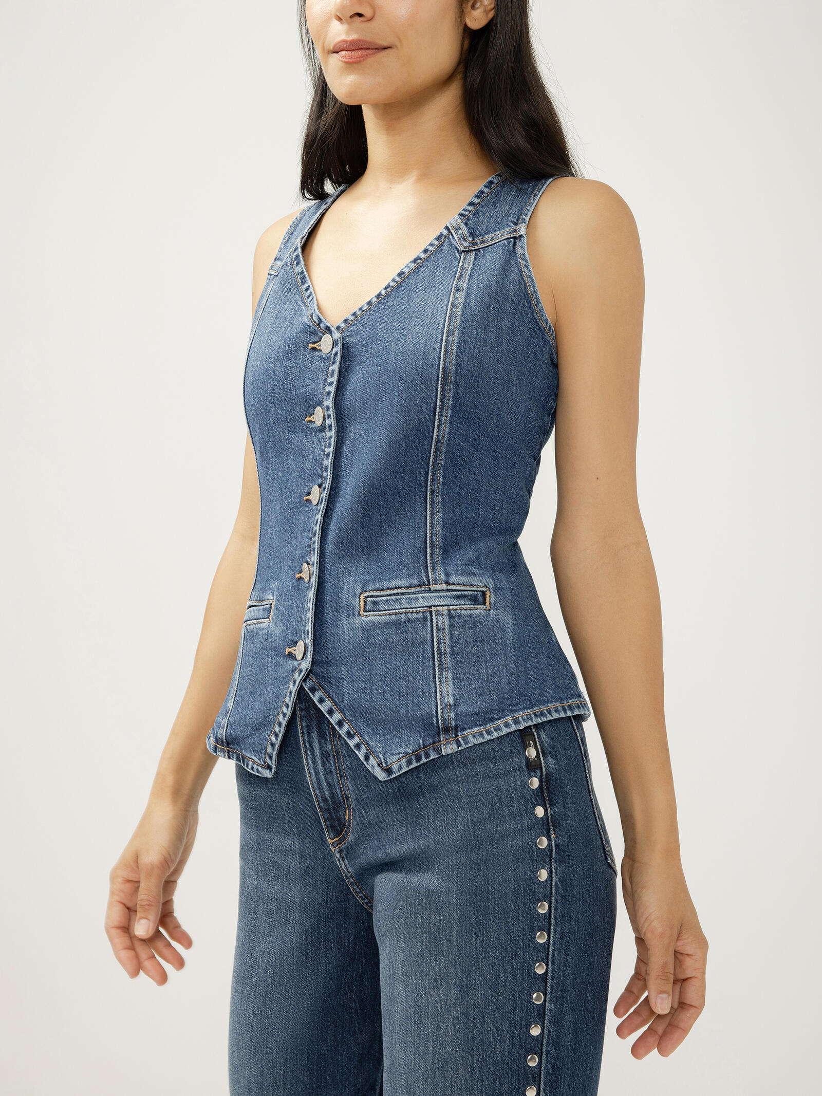 Buy Long Denim Vest for CAD 118.00 | Silver Jeans