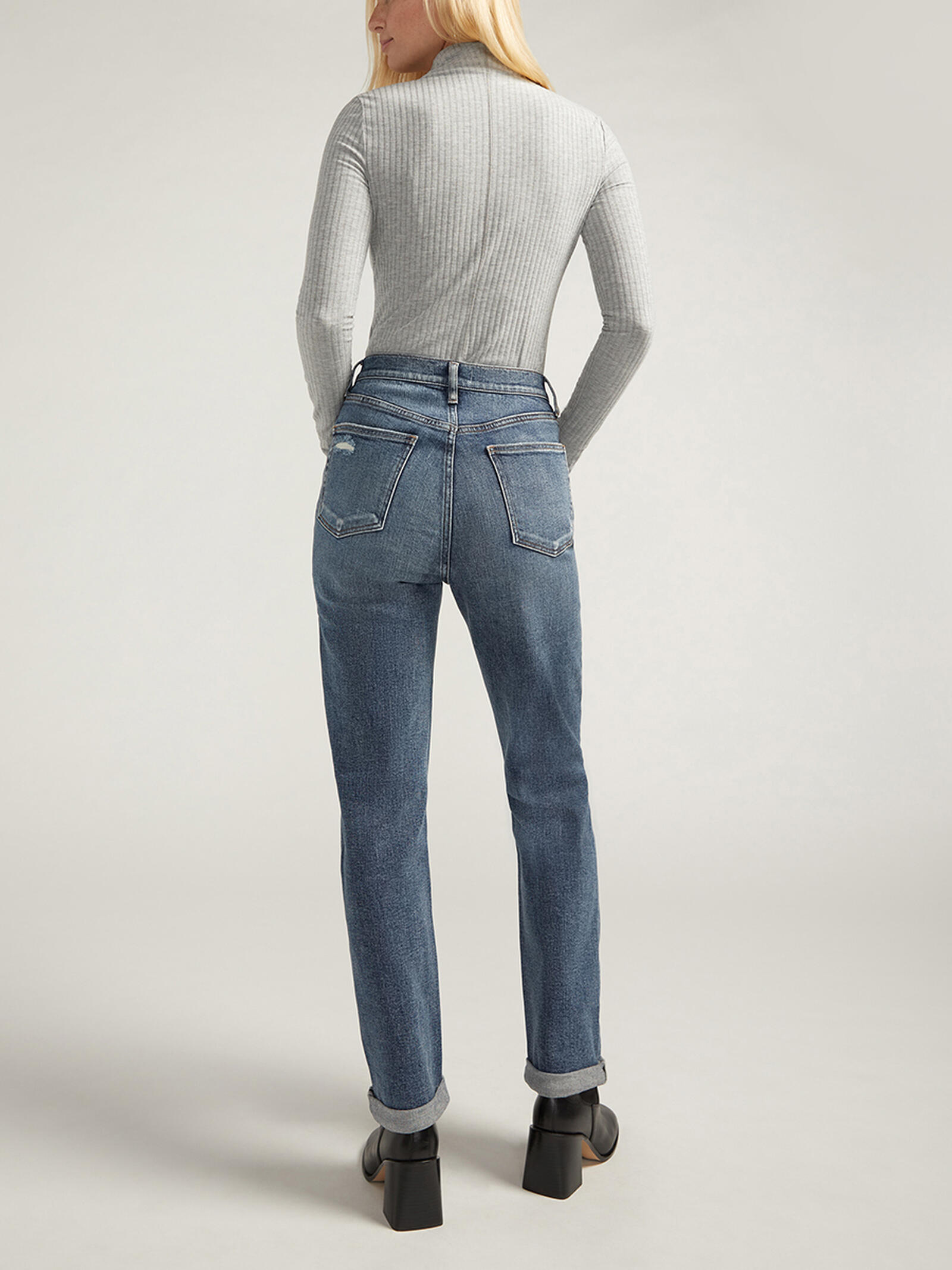 Buy 90s Boyfriend High Rise Straight Leg Jeans for CAD 108.00 | Silver ...